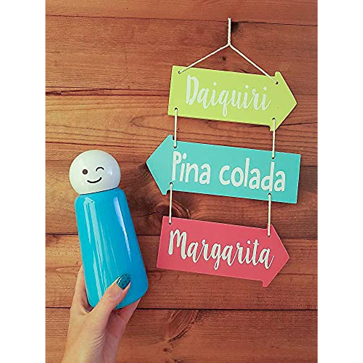 LUND LONDON Stainless Steel Water Bottle | 300ml Insulated Water Bottle BPA Free | Cold for 24+ Hours, Hot for 12 | Sky Blue & White Wink by Lund London (7159)