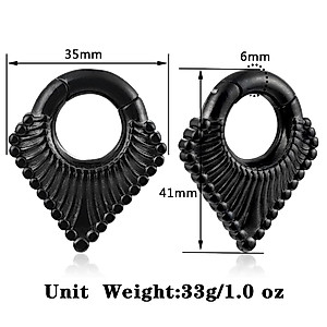 LADEMAYH 2Pcs 2g Ear Weights for Stretched Ears, Black Triangle Size 2 Gauge Earrings Dangle Gauges for Women, Surgical Steel Ear Hangers Weighted Gauges for Ears