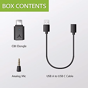 Avantree C81 USB-C Bluetooth Audio Adapter for PS5 - Connect Headphones Wirelessly with aptX Low Latency Support and Included Mini Mic