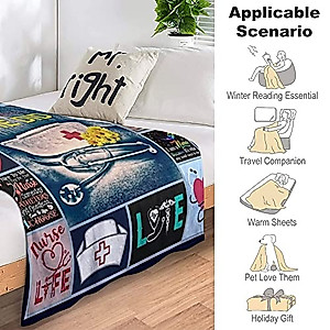 MEDTOGS Nurse Throw Blanket Gifts for Women New Nurses Nursing Student School Practitioner Graduation Appreciation Educator Birthday Christmas Retirement, 50''x60''