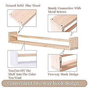 Esonal Floating Nursery Book Shelves Natural Wood 36 Inch Wall Mounted Floating Shelf for Room Cosmetic Storage Shelves Bathroom Storage Shelves Display Shelf Set of 2