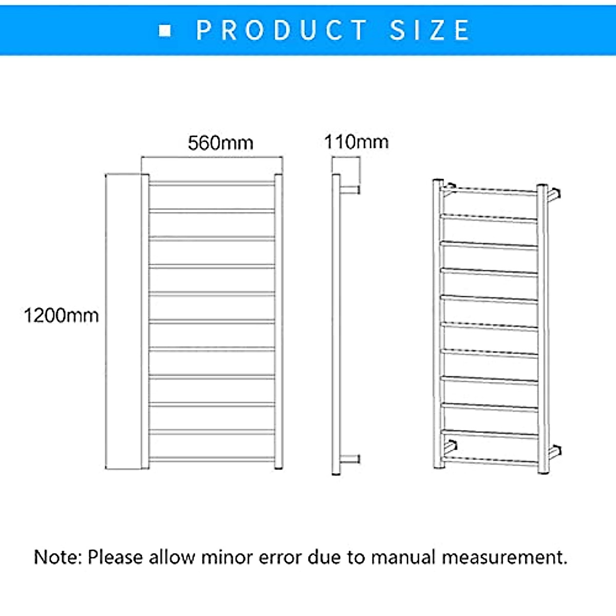 Bathroom Towel Warmer Electric Heated Towel Rack, Electric Heated Towel Rack 14 Curved Bar Wall Mounted Towel Warmer Drying Rack Constant Temperature 304 Stainless Steel Heated Towel Rail Bathroom Rad