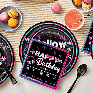 PYCALOW Music Theme Party Decorations Tableware - Music Notes Party Decorations, Paper Plate, Napkin, Cup, Disposable Cutlery, Music Birthday Baby Shower Party Supplies Dinnerware | 20 Guests
