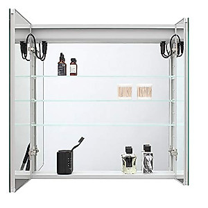 AQUADOM Royale Basic 30in x 30in x 5in LED Medicine Mirror Cabinet Recessed Surface Mounted, Dimmer, Touch Screen Button
