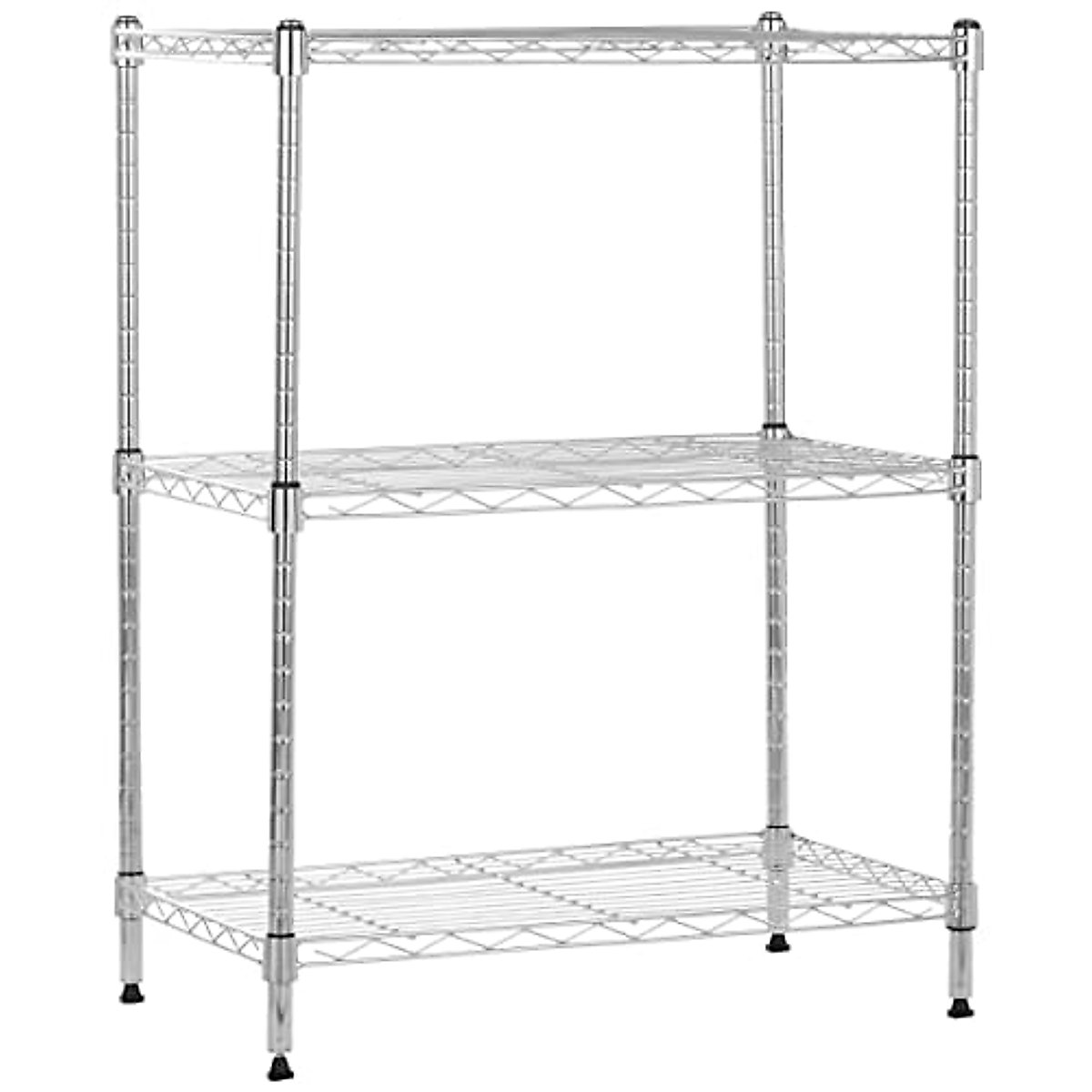 Amazon Basics 3-Shelf Adjustable, Heavy Duty Storage Shelving Unit (250 lbs loading capacity per shelf), Steel Organizer Wire Rack, Chrome, 23.2" L x 13.4" W x 30" H