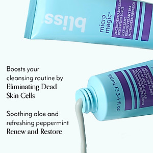 bliss Micro Magic | Skin-renewing Microdermabrasion Scrub | Straight-from-the-Spa | Tightens Pores & Brightens Skin | Paraben Free, Cruelty Free | 3.4 fl oz