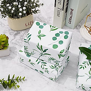 Whaline Eucalyptus Tissue Paper Greenery Wrapping Paper 14 x 20in Green Leaves Gift Wrapping Paper Art Paper for Jungle Safari Party Baby Bridal Shower Birthday Wedding Decor, 100 Sheet
