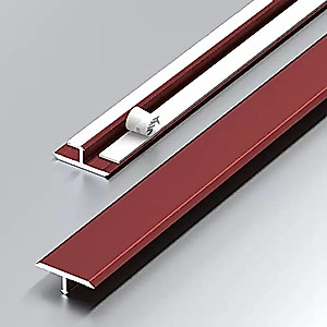 WDJBPSH Red Doorways Transition Strip, Tile to Wood Flooring Seam Binder/Flat Floor Cover, 3 Pcs T Molding Door Thresholds (Size : Width 1.5cm(0.59"))