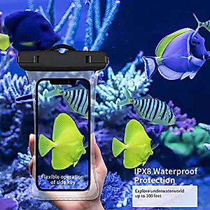 Waterproof Phone Pouch [2 Pack], Underwater Phone Case Dry Bag with Lanyard Compatible with iPhone Pro, iPhone 11/11 Pro/11 Pro Max X/Xs/Xr/Xs Max,8, Samsung S10/S9/S8 Plus (Black) (White)