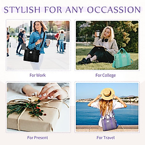 VASCHY Mini Tote Bag for Women, Small Cute Aesthetic Canvas Tote Purse Handbags Crossbody Shoulder Satchel Bag with Zipper Pockets Purple