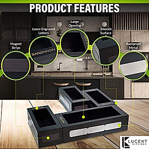 Bamboo Magnetic Ziplock Bag Organizer Black for Drawer | Bamboo Drawer Organizer for Ziplock Bags | Kitchen Drawer Organizer Black | Wood Ziplock Bag Organizer for Drawer Black