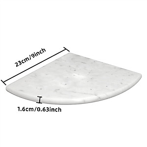 Jusmioke 9 Inch Marble Corner Shower Shelf for Shower Room, Both Side Honed Finish, Bathroom Wall Mounted (Carrara White - 1pcs)