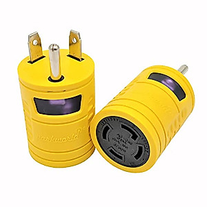 Parkworld 67867 NEMA TT-30P to L14-30R 1-Piece Adapter, RV 30A TT-30 Male Plug to Generator 30A 4-Prong L14-30 Female Receptacle