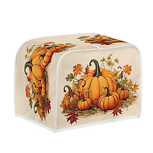 Eheartsgir Maple Leaf Pumpkins Toaster Dust Cover Protector Compatible with 2 Slice Toaster Top Handle Design Heat-Resistant Dust Protection Anti-scratch Home Kitchen Fall Thanksgiving Decor
