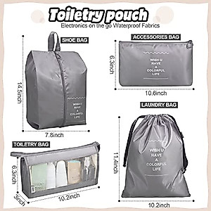 16 Set Packing Cubes Luggage Organizer Bags Travel Suitcases Organizers Luggage Cubes with Toiletry Bag and Shoes Bag (Pink, Gray)