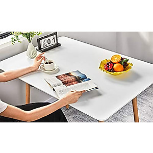 GreenForest Dining Table with Slick Top Wood Legs,Modern Mid Century Kitchen Table with Black Criss-Cross Metal Bars for Dining Room,Living Room,Small Spaces,44 x 30 Inch,White