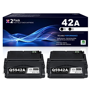 42A Q5942A Toner Cartridge with CHIP 2 Pack: High Yield Replacement for HP 42A Black Toner Cartridge Q5942X Q5945A Works with Laser 4200, 4250, 4300, 4350, M4345 MFP Series Printer | Q5942A 42A Ink