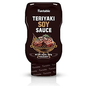 FUNTABLE TERIYAKI SOY SAUCE - Teriyaki Flavored Sweet Soy Sauce for Dipping, Glazing, Marinade, Seasoning for Korean Bulgogi, Meats, Grill (14.1OZ)
