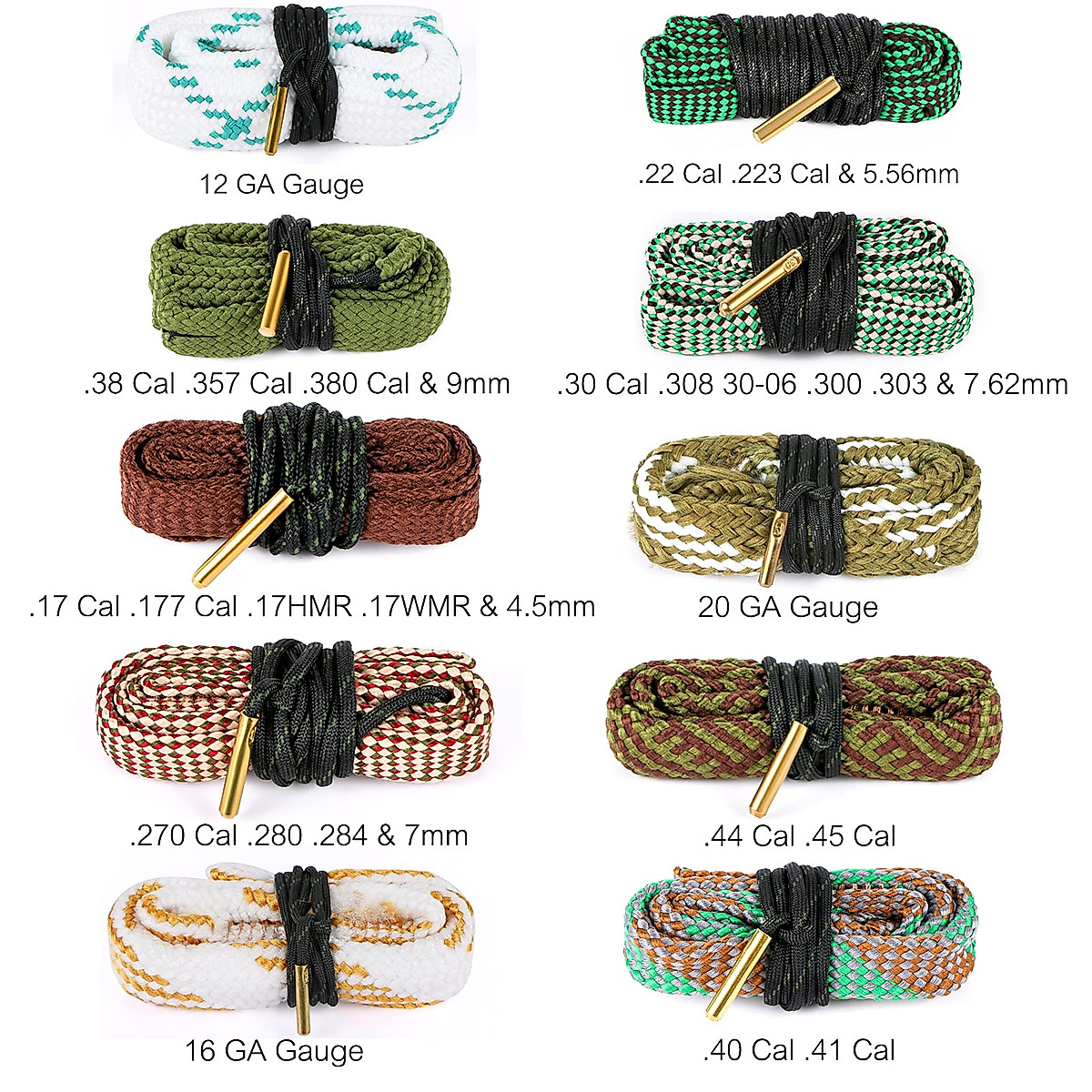 Gogoku 2Pack Bore Rope Brush Gun Cleaner Cleaning Snakes, Barrel Snake Rifle Shotgun for .223 & .308/7.62mm(2PS Combo)