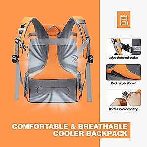 Maelstrom Cooler Backpack,35 Can Backpack Cooler Leakproof,Insulated Soft Cooler Bag,Beach Cooler Camping Cooler,Ice Chest Backpack,Travel Cooler for Grocery Shopping,Kayaking,Fishing,Hiking,Orange