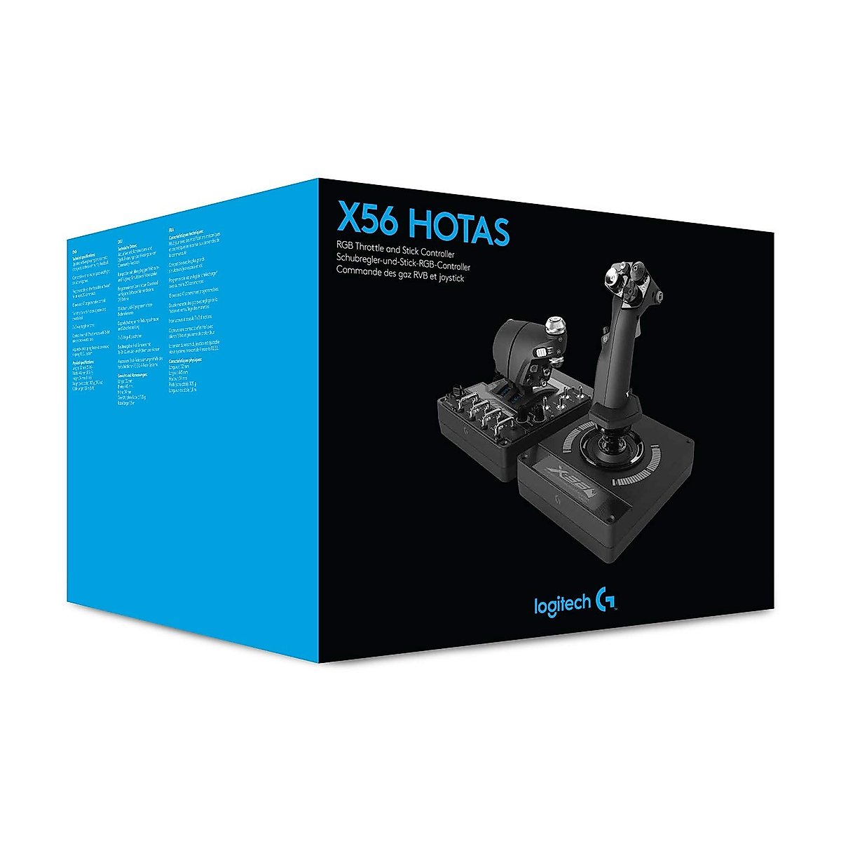 Logitech G X56 H.O.T.A.S Throttle and Joystick Flight Simulator Game Controller, 4 Spring Options, +189 Programmable Controls, RGB Lighting, 2x USB, PC - Black (Renewed)