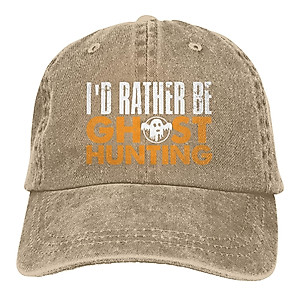 Ositerpz I'd Rather Be Ghost Hunting Hat Women Dad Hats with Design Hat Natural