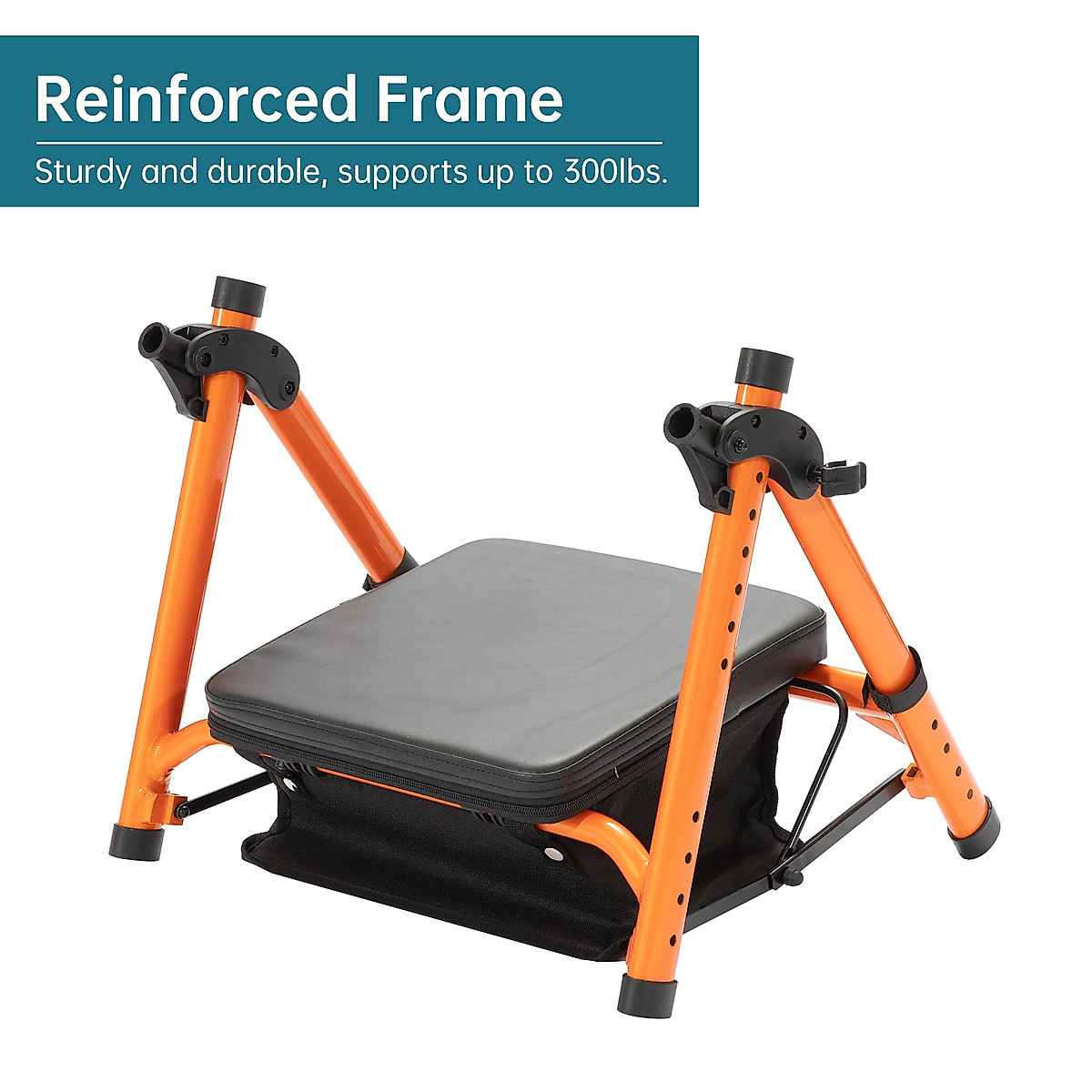 ELENKER All-Terrain Rollator Walker with 8” Non-Pneumatic Wheels, Sponge Padded Seat and Backrest, Fully Adjustment Frame for Seniors, Orange