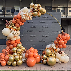 MOMOSHERO 142Pcs Fall Thanksgiving Balloons Arch Kit,Burnt Orange Ivory Gold Balloons Garland for Friendsgiving Pumpkin Maple Birthday Baby Shower Party Decorations