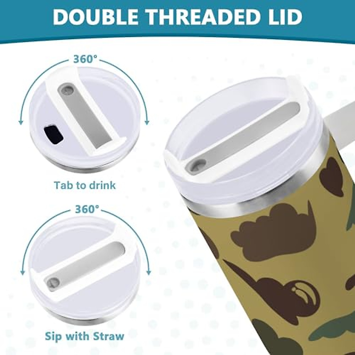 DIGTIA Stainless Steel Insulated Tumbler w/Handle & Straw, Camouflag Double Wall Vacuum Travel Coffee Mug Cup w/Lid, Leak-Proof Sports Green Water Bottle,40oz