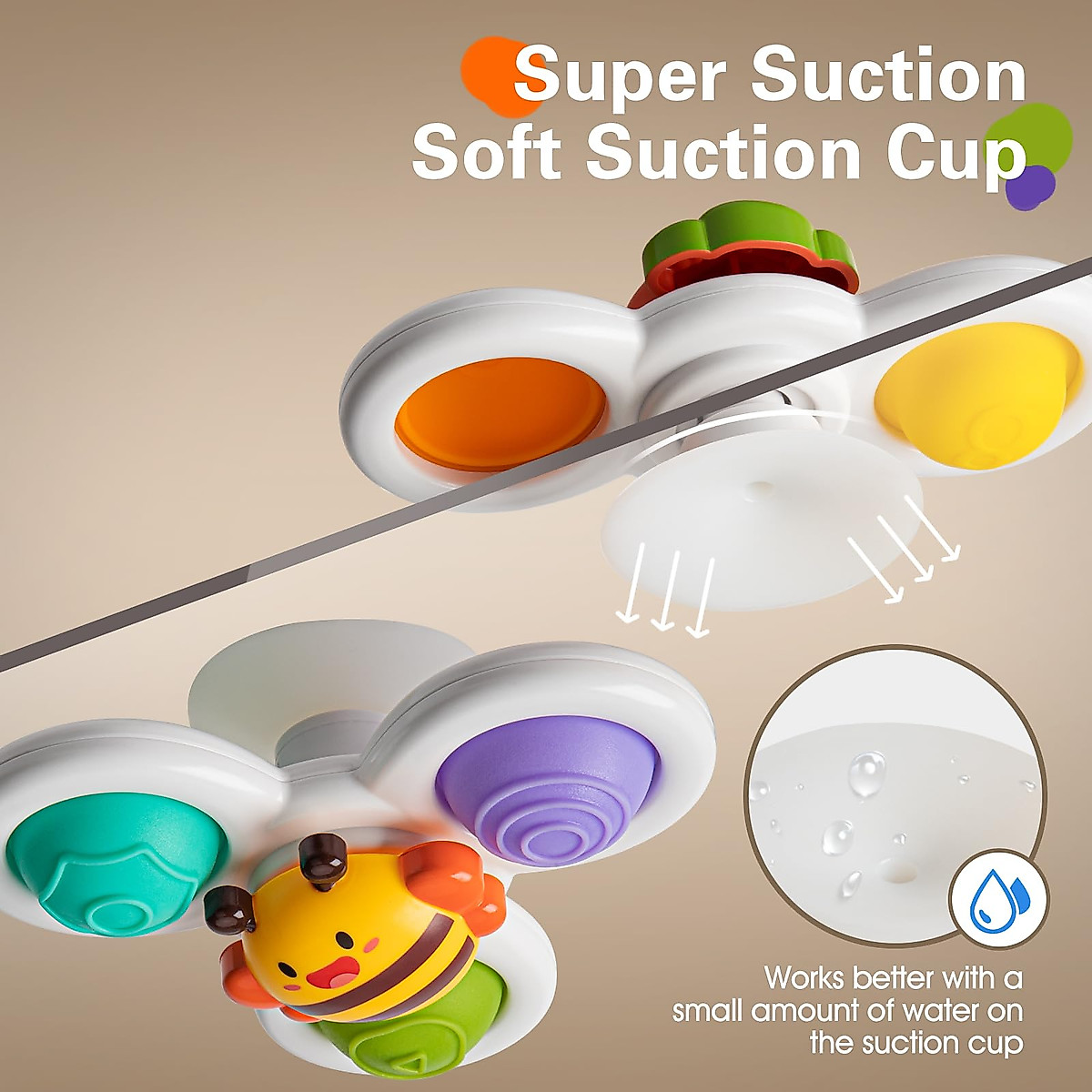 3PCS Suction Cup Spinner Toys for 1 2 Year Old Boys Spinning Toys 12-18 Months Sensory Toys for Toddlers 1-3 First Birthday Baby Gifts for Girls