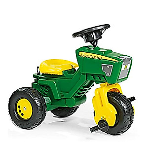 Rolly Toys John Deere 3-Wheel Trac with Trailer Ride On, Green/Yellow (52769)