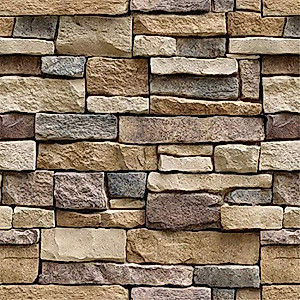 Yancorp 10ft Peel and Stick Wallpaper Stone Brick Contact Paper Waterproof Wall Paper Self-Adhesive Backsplash Decorative Wallpaper Wall Covering