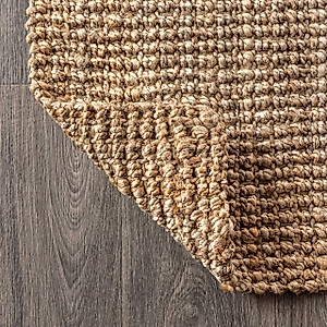 JONATHAN Y NRF102A-3 Pata Hand Woven Chunky Jute Indoor Area -rug Bohemian Farmhouse Easy -cleaning Bedroom Kitchen Living Room Non Shedding, 3 ft x 5 ft, Natural Color