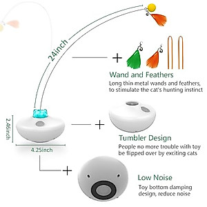 Saolife Interactive Cat Butterfly Toys, Exercise Flutter Rotating Kitten Toys, Feather Electric Cat Toy for Indoor Cats/Kitten, Cats Teaser Wand Automatic, Extra Long Feather Wand