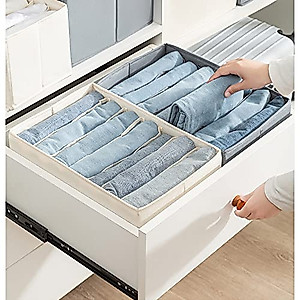Wardrobe Clothes Drawer Organizers for Closet Clothing T-shirts Jeans Foldable 5 Grids, 2 Pack