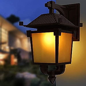OUUED European Wall Light Waterproof Outdoor Antique Wall Lamp Exterior Wall Lights, Wall Lantern for Home Porch Patio Walkways Garden Lantern 1 Light E27 Frosted Glass Shade