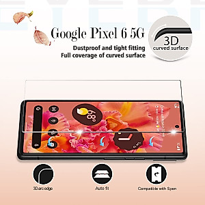 YEYEBF Google Pixel 6 5G Screen Protector + Camera Lens Protectors, [2+2 Pack] Full Coverage Tempered Glass Screen Protector for Pixel 6 [Case-Friendly][Anti-Shatter][3D Glass]