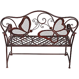 Alpine Corporation Butterfly Bench, 45"L x 23"W x 39"H, Blue,bronze