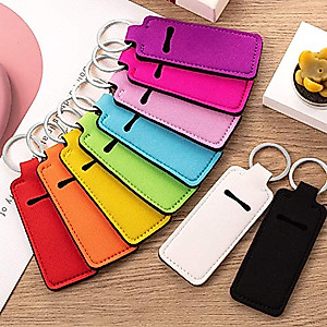 20 Pieces Chapstick Holder Keychain Lipstick Holder Lip Balm Holster Clip-on Sleeve Pouch and Wristlet Lanyard (Silver Ring)