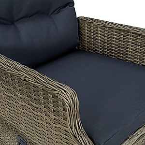 RINDIGOO Reclining Patio Chair with Cushions Poly Rattan Brown,Comfy Patio Recliner Chair with Adjustable Backrest for Outdoor Sunbathing Garden Furniture, Outdoor Chairs