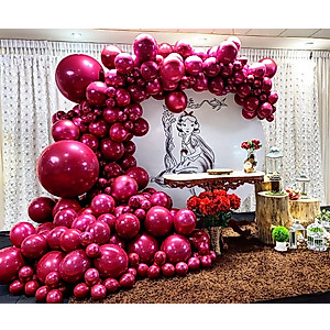 HIBAO Burgundy White Nude Balloons Double Stuffed Pearl Balloon Garland Latex Thick 18/12/5in Ruby Red Balloons Ivory Nude Balloon Arch Kit for Birthday Valentines Day Baby Shower Wedding Party Decora