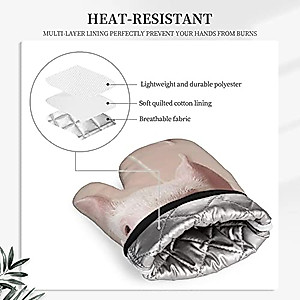 Pink Pig Printed Silicone Anti-Scald Gloves, Oven Mitts, Used for Cooking, Grilling, Kitchen Oven Gloves.