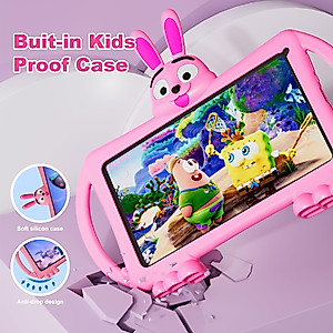 10.1 inch Kids Tablet, Android 11 Tablet for Kids, 32GB ROM,5000mAh Battery, Toddler Tablets with Bluetooth, WiFi, Parental Control, Dual Cameras with Shockproof Case(Pink)