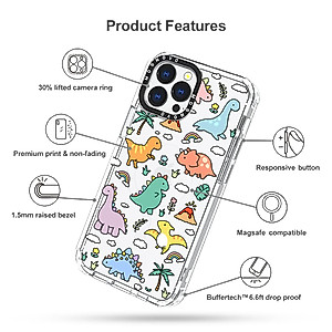 MOSNOVO Case for iPhone 13 Pro Max, [Compatible with Magsafe] [Buffertech 6.6ft Military-Grade Drop Protection] [Anti Peel Off Tech] Clear Phone Case Design - Dinosaur Land