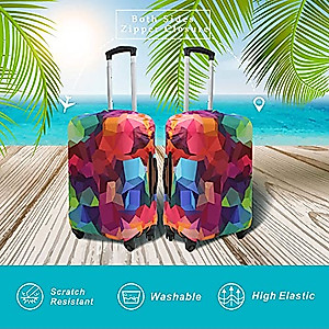 Explore Land Travel Luggage Cover Suitcase Protector Fits 18-32 Inch Luggage (Geometry, S(18-22 inch Luggage))