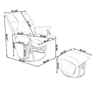 JIASTING Recliner Chair with Ottoman Living Room Chairs Faux Leather Glider Chair 360 Degree Rotation Leisure and Relaxation Furniture (Black)