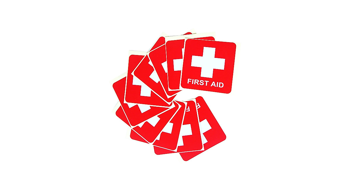 HAISDA Waterproof First Aid Logo Stickers | Emergency Safety Signs