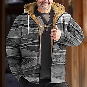 Mens Jacket Winter with Hood Fleece Lined Full Zip Graphic Coat Cold Weather Waterproof Vintage Jacket Novelty Sports Hoodies with Pocket 02 Gray Xl