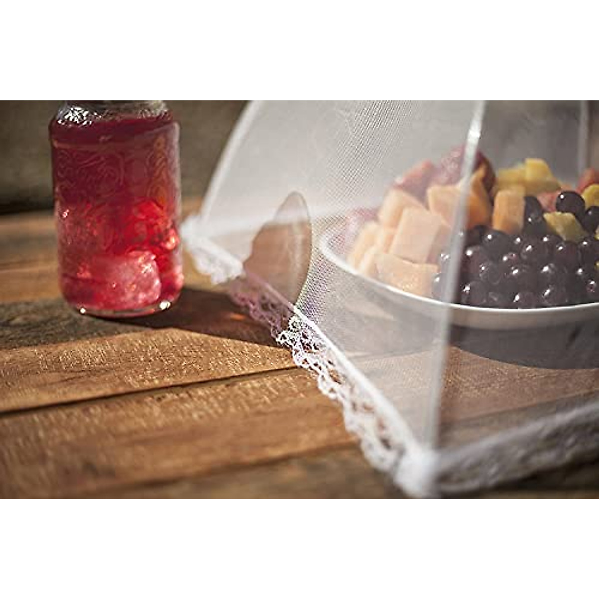 Mesh Outdoor Food Cover Tents (6 pack): Collapsible Umbrella Tents for Picnics, BBQ, Camping & Outdoor Cooking; Pop Up Screen Net & Plate Protector; Shields Food Plates & Glasses From Flies, Bugs