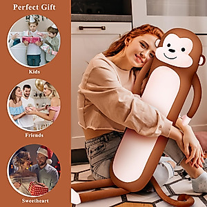 Achwishap Long Monkey Stuffed Animal Plush Toy,40” Kawaii Large Huggable Sleeping Monkey Plush Pillow,Soft Monkey Throw Body Pillow,Cute Plushies Cushion Doll Gifts for Kids Adults